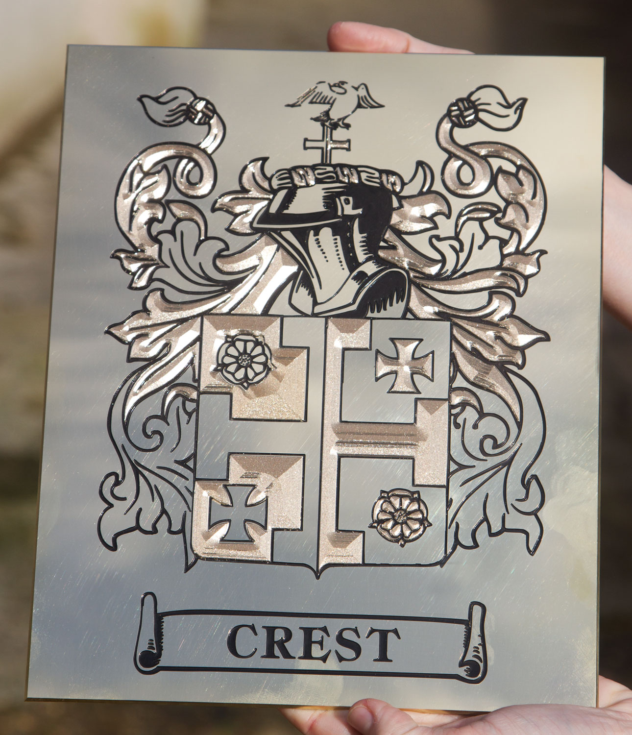 Engraved Brass Family Crest - The Sign Maker